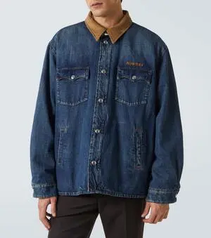 Miu Miu Corduroy-trimmed Denim Down Jacket