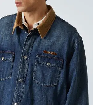 Miu Miu Corduroy-trimmed Denim Down Jacket