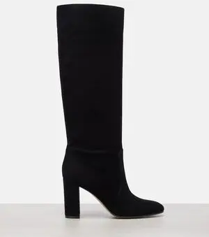 GIANVITO ROSSI Glen 85 Suede Knee-high Boots - Black