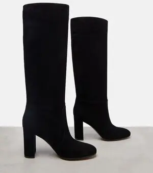 GIANVITO ROSSI Glen 85 Suede Knee-high Boots - Black