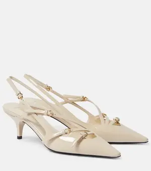 Miu Miu Patent Leather Slingback Pumps - White