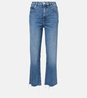 FRAME Ruler Cropped Straight Jeans - Blue