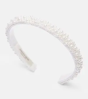 JENNIFER BEHR Bria Embellished Grosgrain Headband - White
