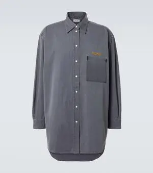 Miu Miu Logo Oversized Chambray Shirt