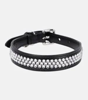 Miu Miu Embellished Leather Dog Collar - Black