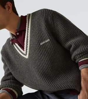 Miu Miu Ribbed-knit Wool And Cashmere Sweater
