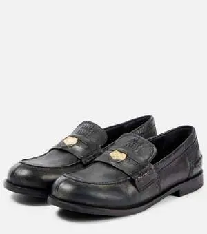 Miu Miu Leather Penny Loafers