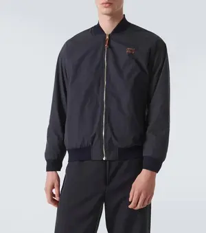 Miu Miu Logo Cotton-blend Bomber Jacket