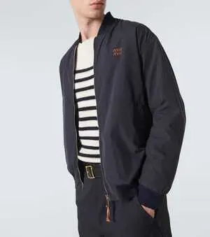 Miu Miu Logo Cotton-blend Bomber Jacket