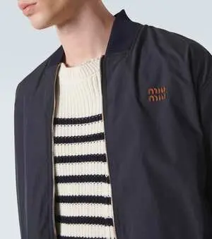 Miu Miu Logo Cotton-blend Bomber Jacket