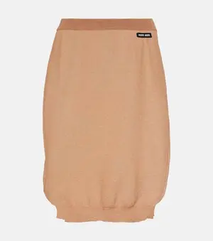 Miu Miu Logo Knitted Midi Skirt