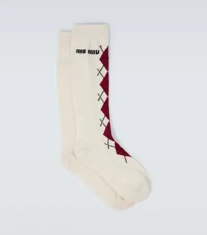 Miu Miu Wool And Cashmere-blend Socks - Neutrals