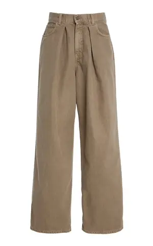 HAIKURE Candy Pleated Wide-leg Jeans - Brown