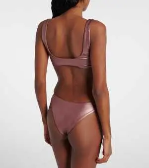 Jade Swim Rounded Edges Bikini Top In Cocoa Gloss - Brown