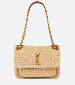 Saint Laurent Niki Medium Raffia Shoulder Bag