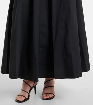 Staud Wells Pleated Cotton Midi Dress