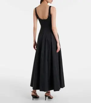 Staud Wells Pleated Cotton Midi Dress