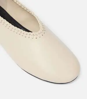 A.emery Park Embroidered Leather Ballet Flats - Beige