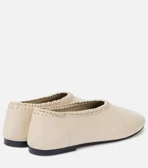 A.emery Park Embroidered Leather Ballet Flats - Beige