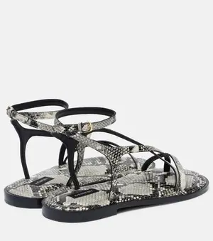 A.emery Edna Snake-effect Leather Sandals - Grey