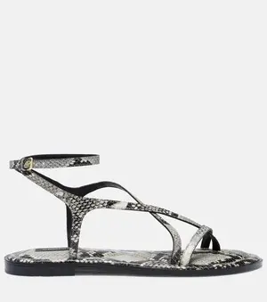A.emery Edna Snake-effect Leather Sandals - Grey