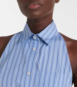 Prada Striped Halterneck Cotton Minidress