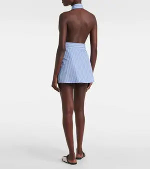 Prada Striped Halterneck Cotton Minidress