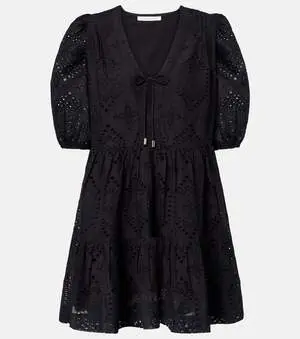 Heidi Klein Saint-tropez Broderie Anglaise Minidress - Black