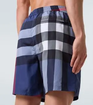 Burberry Check Swim Trunks - Blue