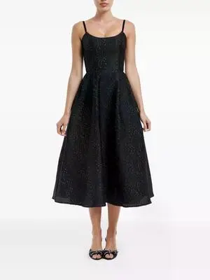 POST MERIDIEM Jacquard Corset-bustier Midi Dress - Black