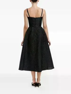 POST MERIDIEM Jacquard Corset-bustier Midi Dress - Black