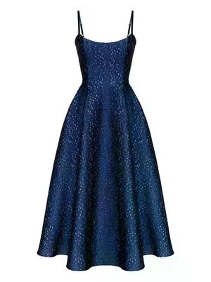 POST MERIDIEM Jacquard Corset-bustier Midi Dress - Blue