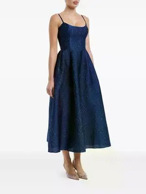 POST MERIDIEM Jacquard Corset-bustier Midi Dress - Blue