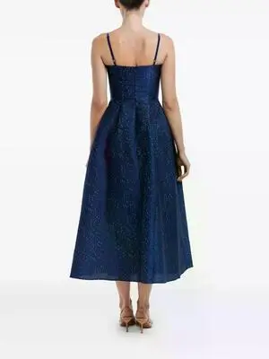 POST MERIDIEM Jacquard Corset-bustier Midi Dress - Blue