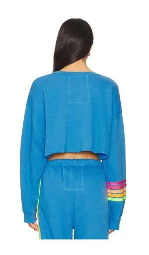 Aviator Nation Rugby Stitch Relaxed Cropped Crew Sweatshirt