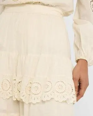 Zimmermann Lucky Embroidered Midi Skirt - Ivory