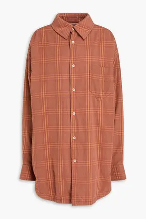 MAISON MARGIELA Oversized Checked Cotton-flannel Shirt - Brick
