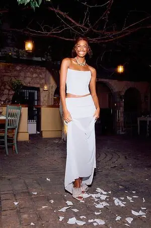MARE MARE Strapless Corset & Sheer Maxi Skirt Set