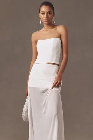 MARE MARE Strapless Corset And Sheer Maxi Skirt Set - White