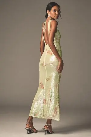 Bardot Eloda Sequin Midi Dress - Green Floral - 29% Off | Editorialist