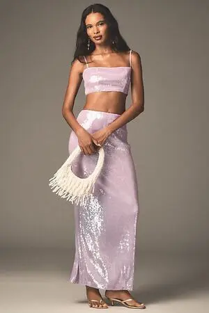 MARE MARE Sleeveless Sequin Crop Top And Column Maxi Skirt Set