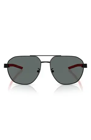 SCUDERIA FERRARI 59mm Polarized Aviator Sunglasses - Matte Black