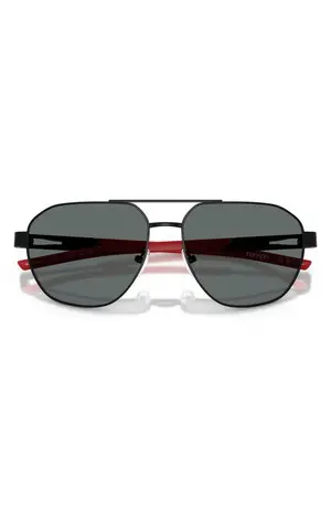 SCUDERIA FERRARI 59mm Polarized Aviator Sunglasses - Matte Black