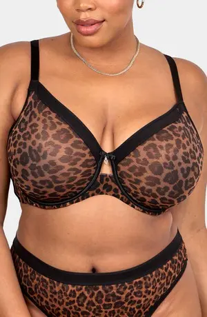 CURVY COUTURE Sheer Mesh Underwire Unlined Bra - Designer Leo