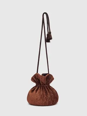 REFORMATION Aphrodite Pleated Pouch - Brown