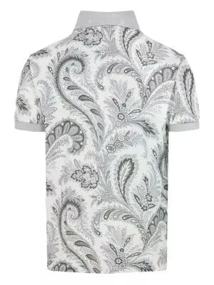 Etro Floral Paisley Cotton Polo Shirt - Grey