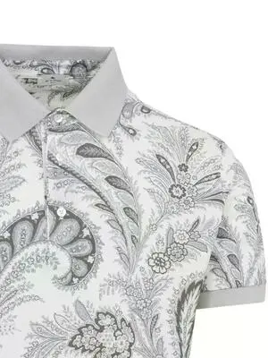 Etro Floral Paisley Cotton Polo Shirt - Grey