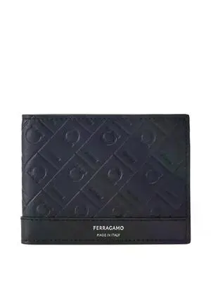 FERRAGAMO Gancini-embossed Bi-fold Wallet - Blue