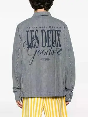 LES DEUX Striped Denim Jacket