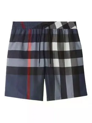 Burberry Checked Swim Shorts - Grey